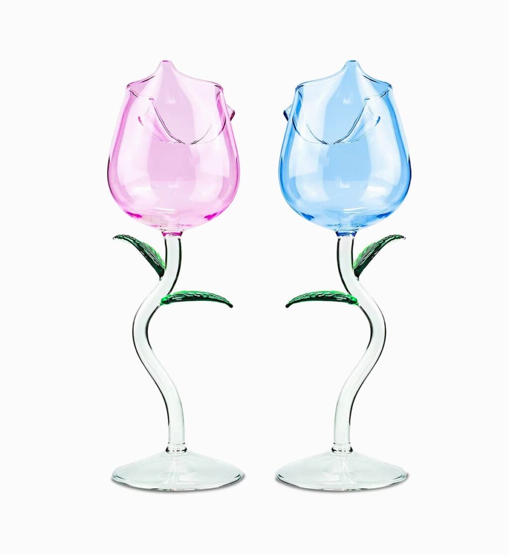 Rose Flower Wine Glasses Interior Design Ideas