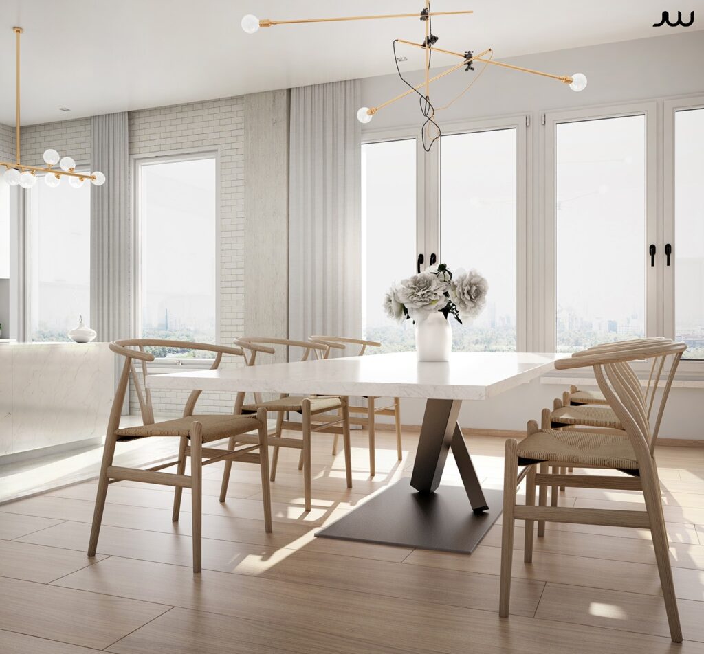 dining room with wishbone chairs | Interior Design Ideas