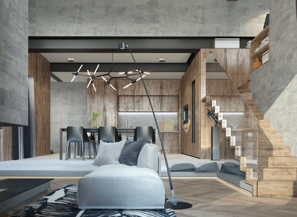 concrete and wood walls | Interior Design Ideas