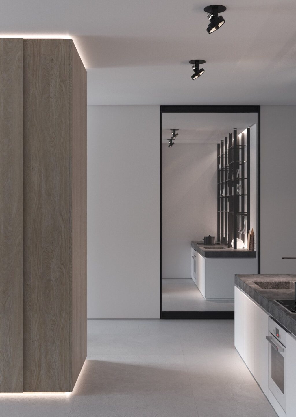 floor to ceiling mirror in kitchen | Interior Design Ideas