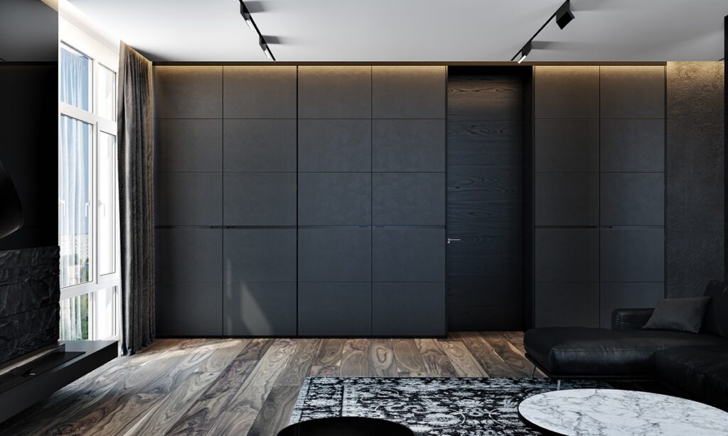 matte black wall cladding | Interior Design Ideas