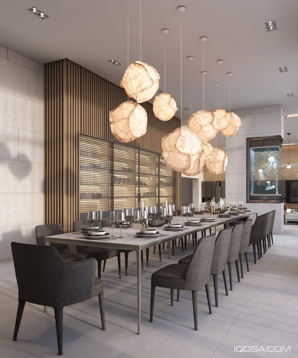 impressive dining table with jellyfish aquarium | Interior Design Ideas