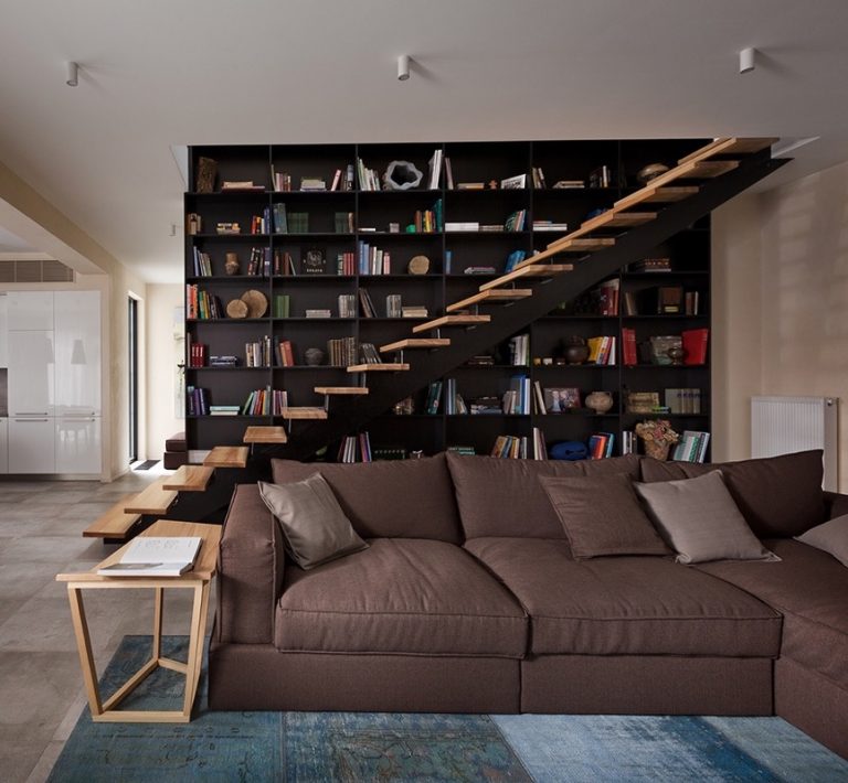 black and wooden library staircase ideas | Interior Design Ideas