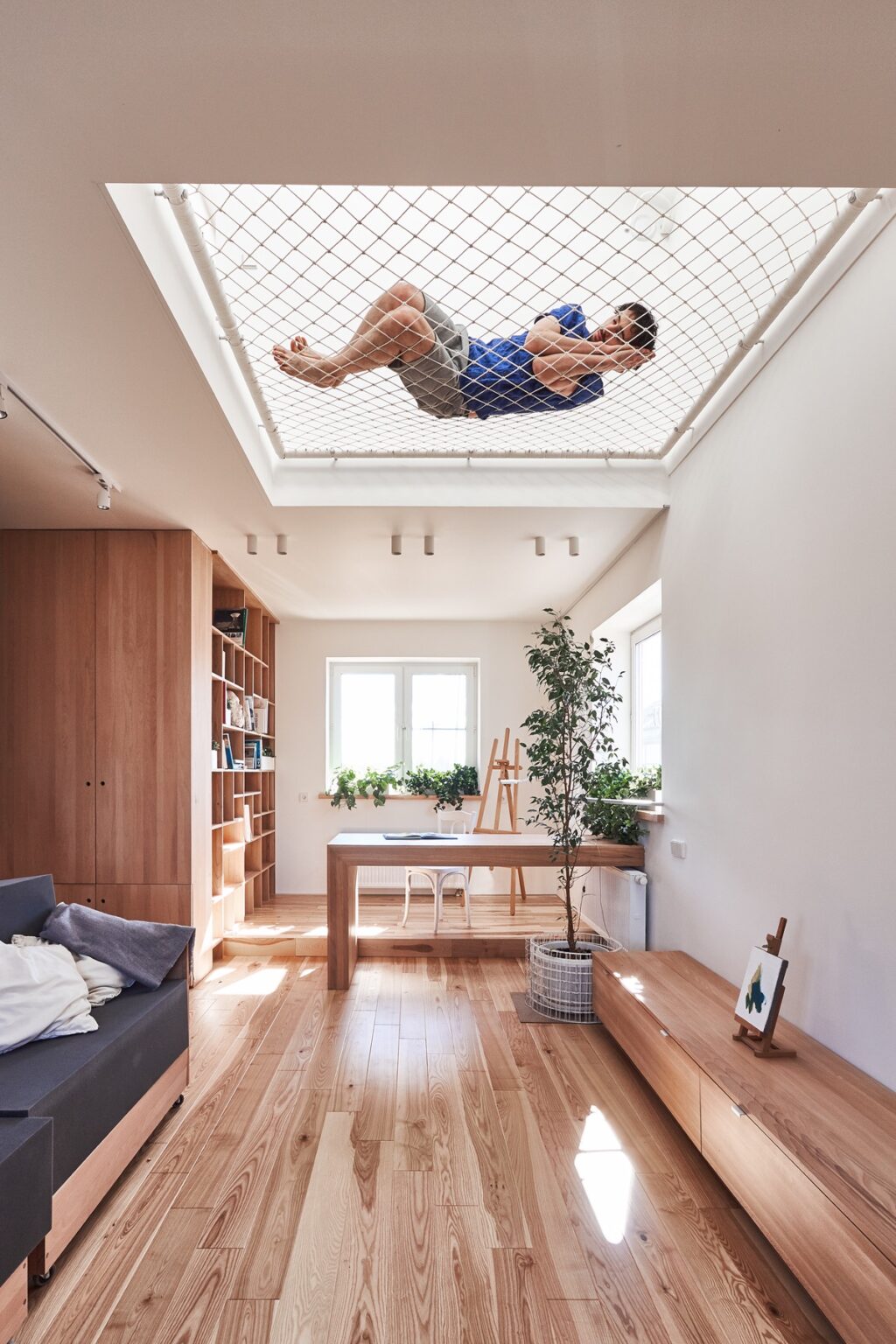 A White and Wood House for a Stylish Family