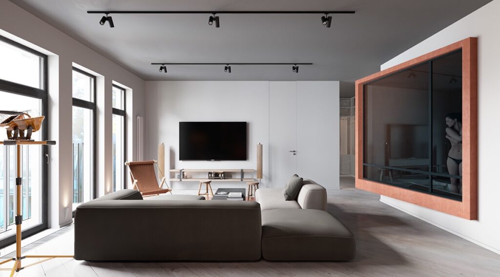 A Sleek Apartment the Divides Rooms Creatively