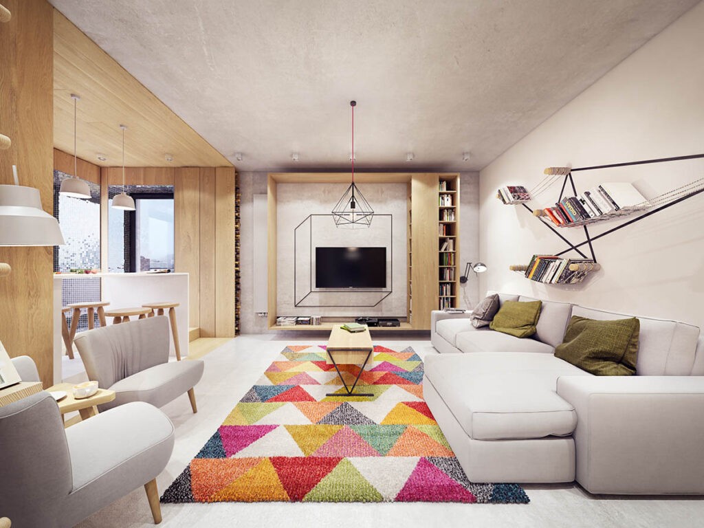 A Comfortable Modern Home with Colorful Accents