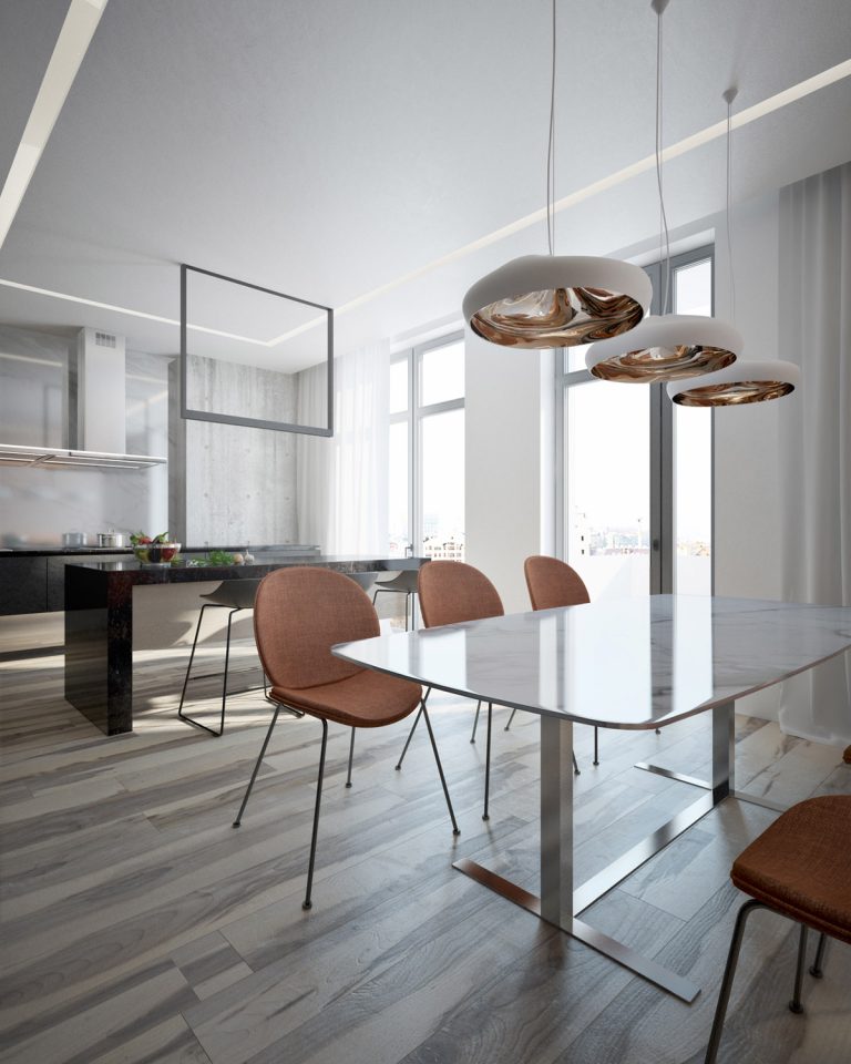 Copper dining room pendant lights | Interior Design Ideas