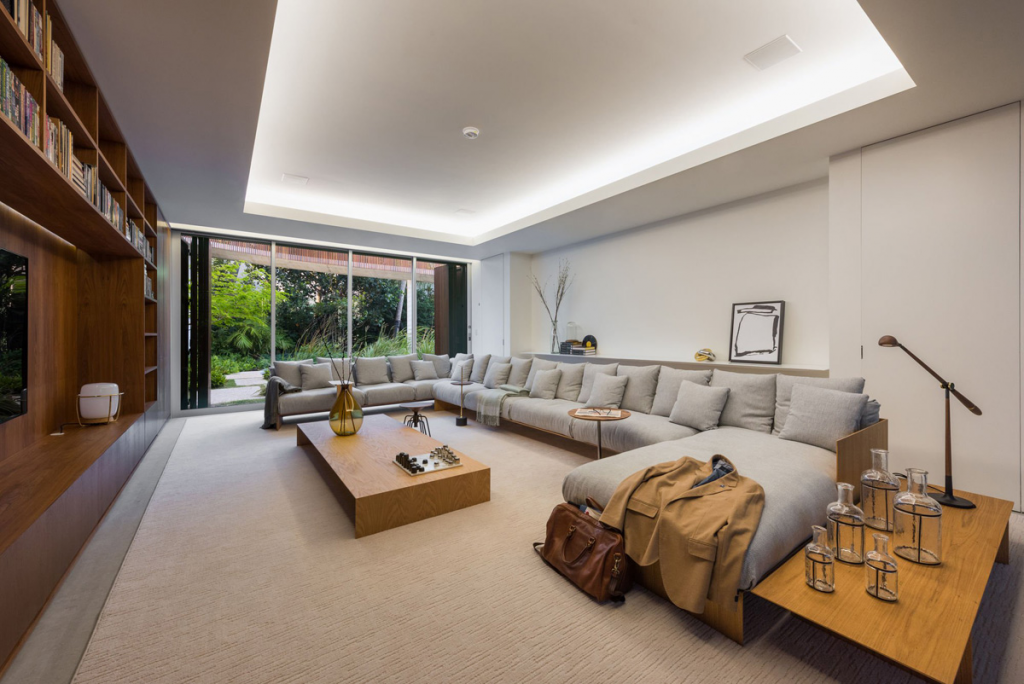 media room and library combination design | Interior Design Ideas