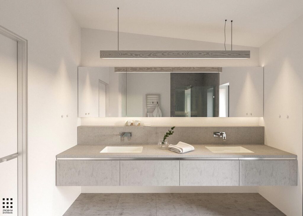 A Two-Story Home with a Sleek Gray Color Palette