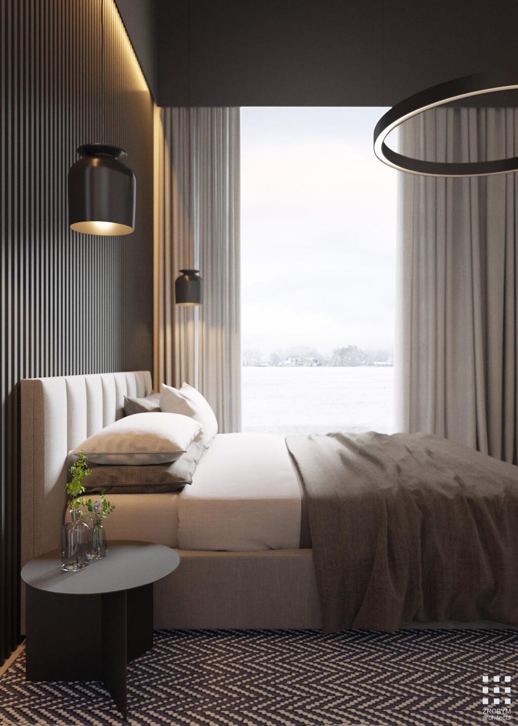 A Two-Story Home with a Sleek Gray Color Palette