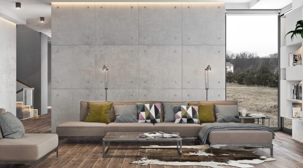 40 Stylish Living Rooms That Use Concrete To Stand Out