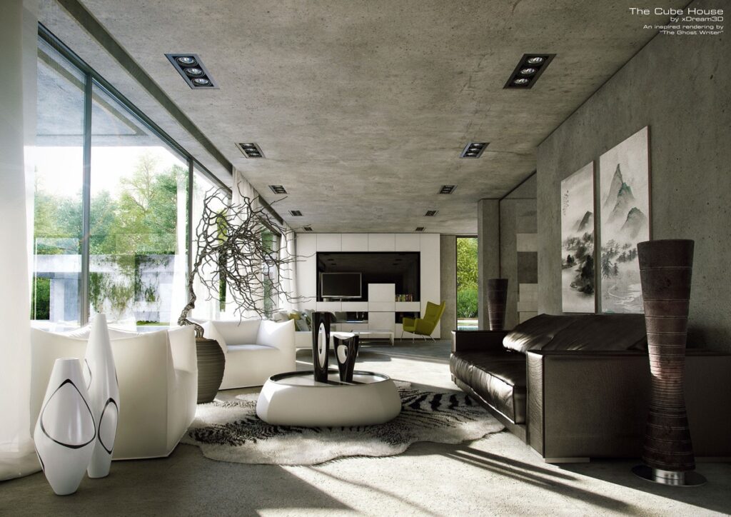 40 Stylish Living Rooms That Use Concrete To Stand Out