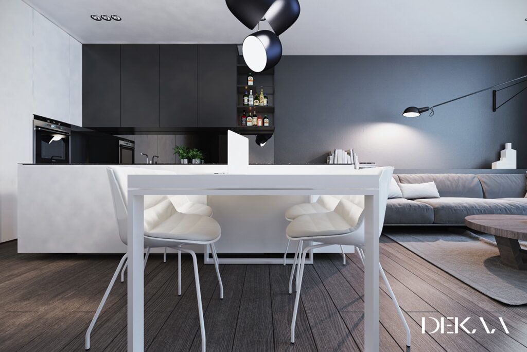White & Grey Interior Design In The Modern Minimalist Style