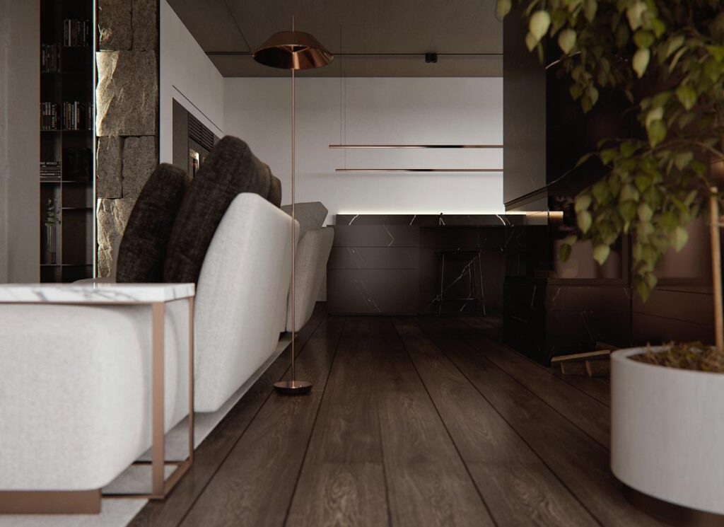 Luxury Apartment Interior Design Using Copper: 2 Gorgeous Examples