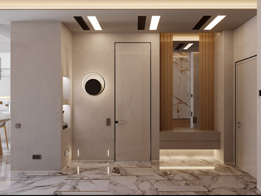 Interior Design Using Marble And Wood Combinations