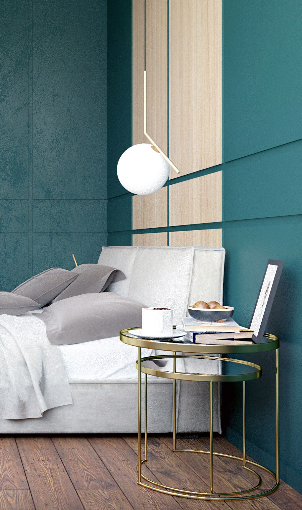 dangling white and gold globe pendant light | Interior Design Ideas