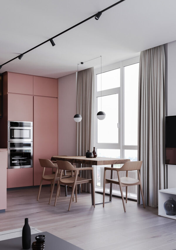 A Striking Example Of Interior Design Using Pink & Grey
