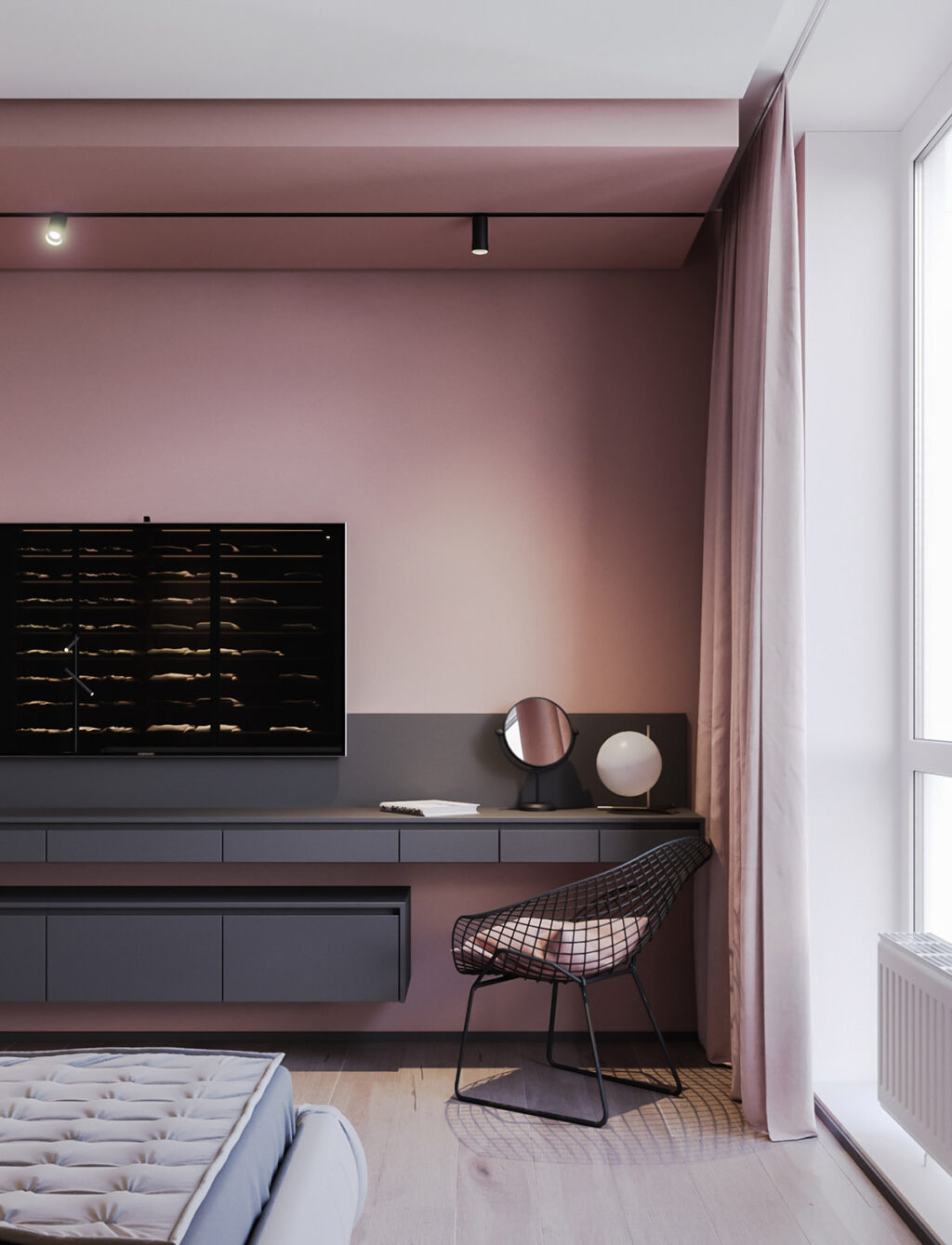 A Striking Example Of Interior Design Using Pink & Grey