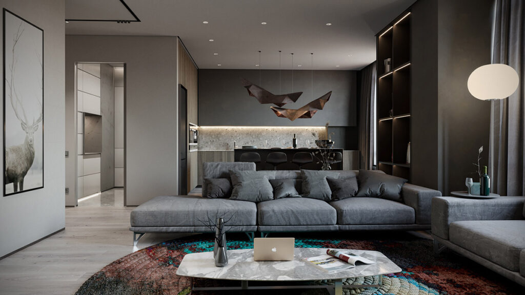 Grey Based Decor With Warming Accent Colours
