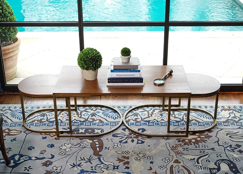 Art Deco Style Rectangular Nesting Coffee Table With End Tables ...