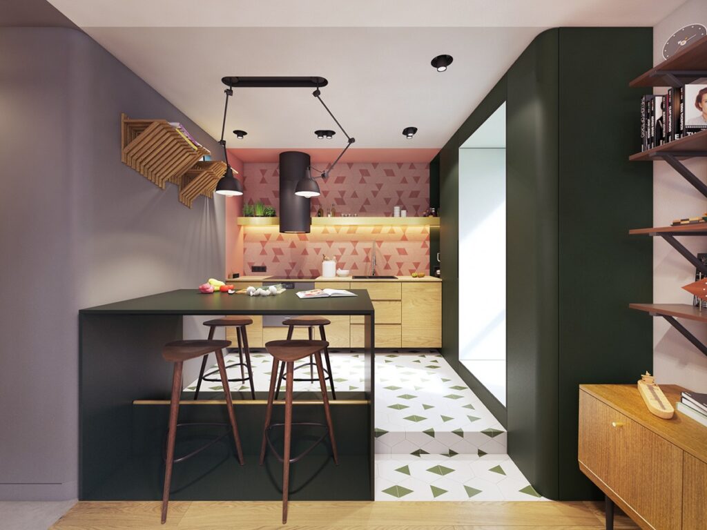 Color in Compact Apartments Blends Personality & Minimalism