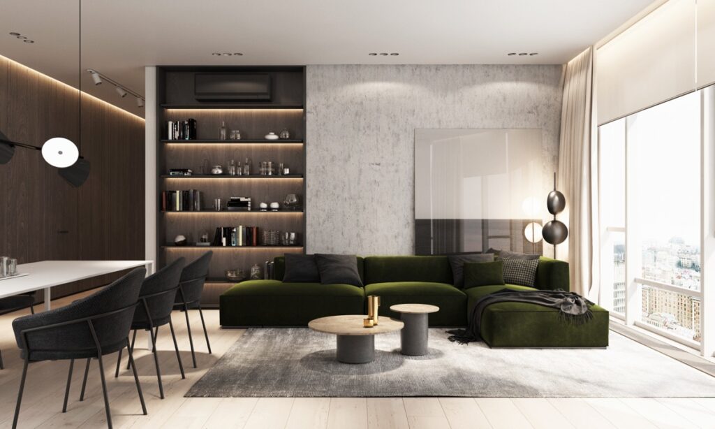 sleek and stylish open floor plan apartment | Interior Design Ideas