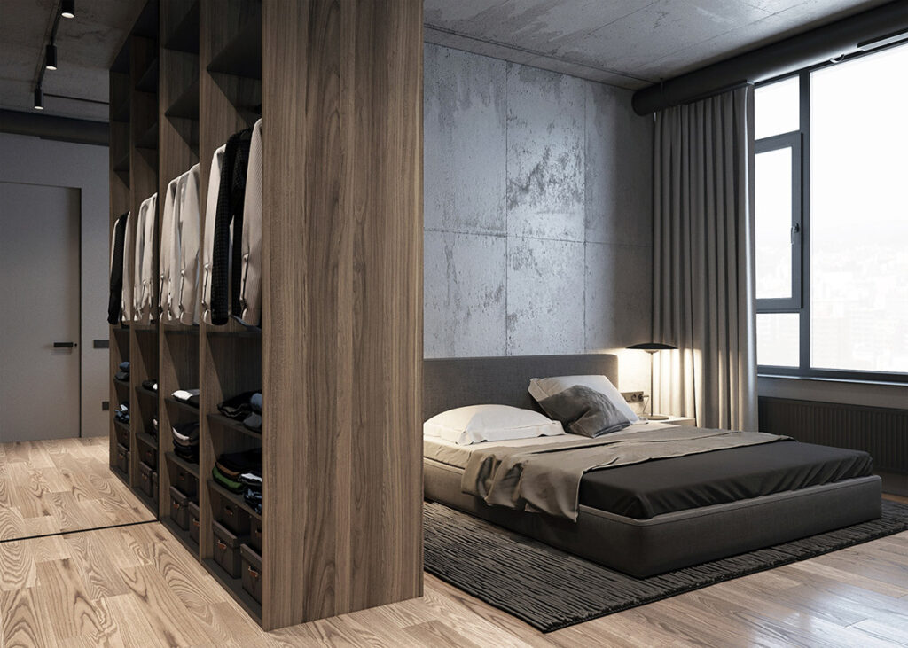 Grey, Raw, Masculine Interiors