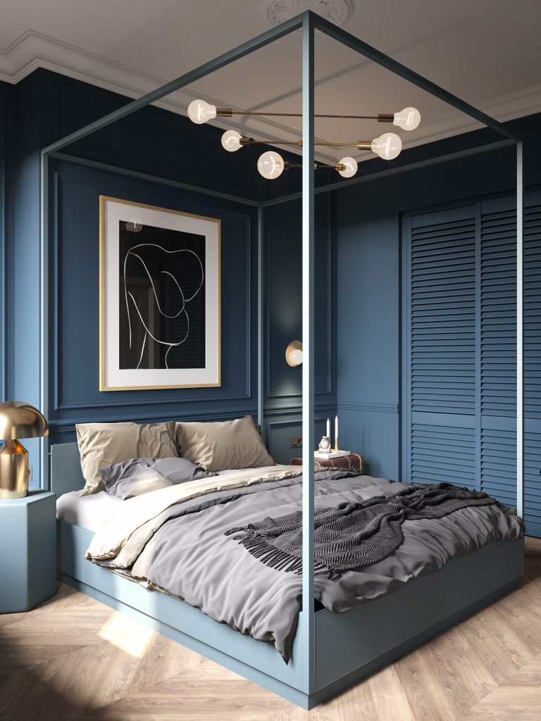 Blue bed | Interior Design Ideas