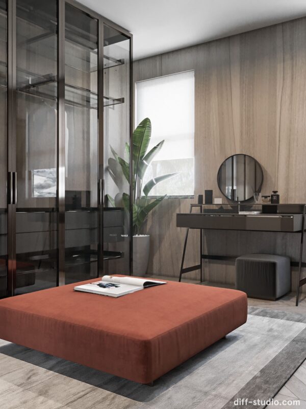 Fabric ottoman | Interior Design Ideas