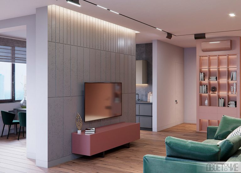 Pink media unit | Interior Design Ideas