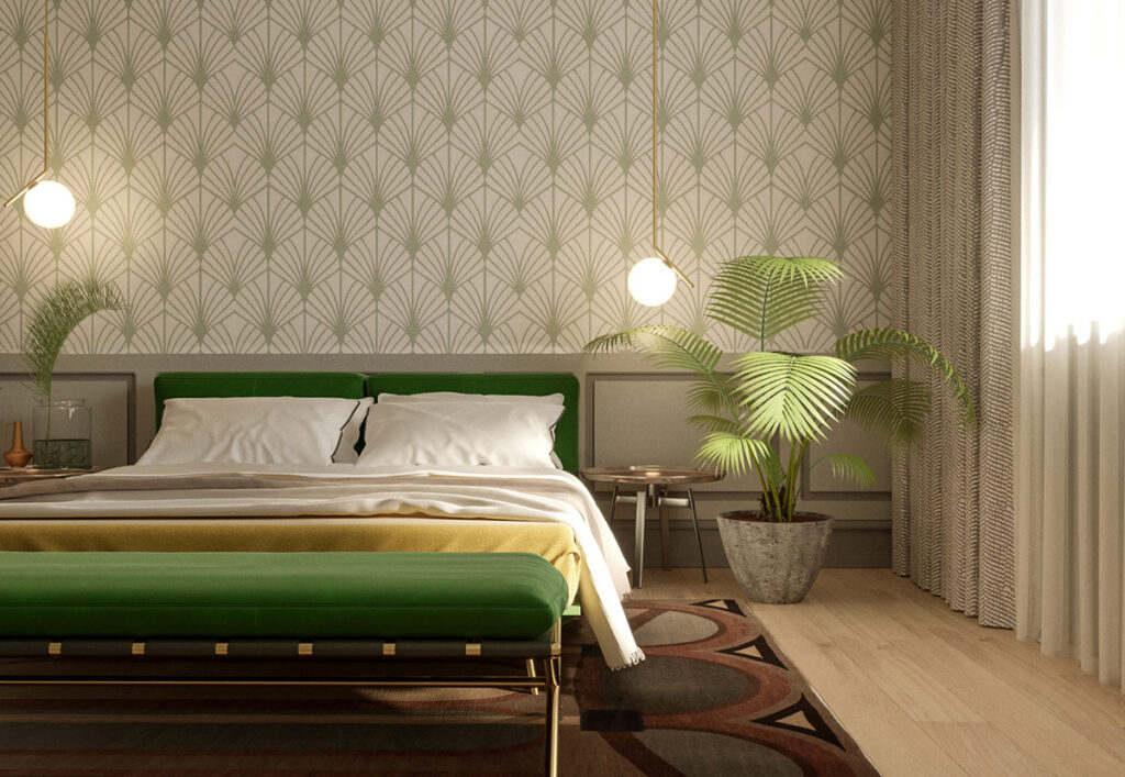 Green bed | Interior Design Ideas