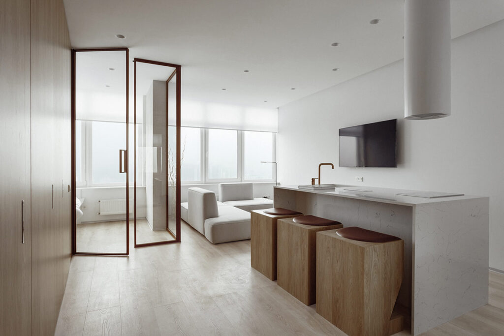 Three Modern Apartment Interiors Under 40 Square Meters (With Layouts)