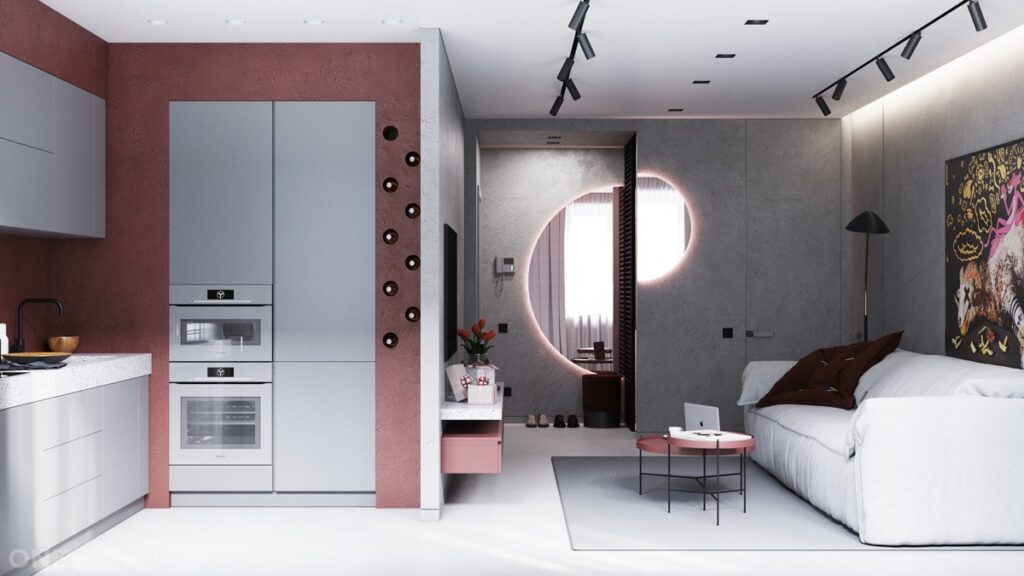 modern open plan kitchen with unique wine rack | Interior Design Ideas