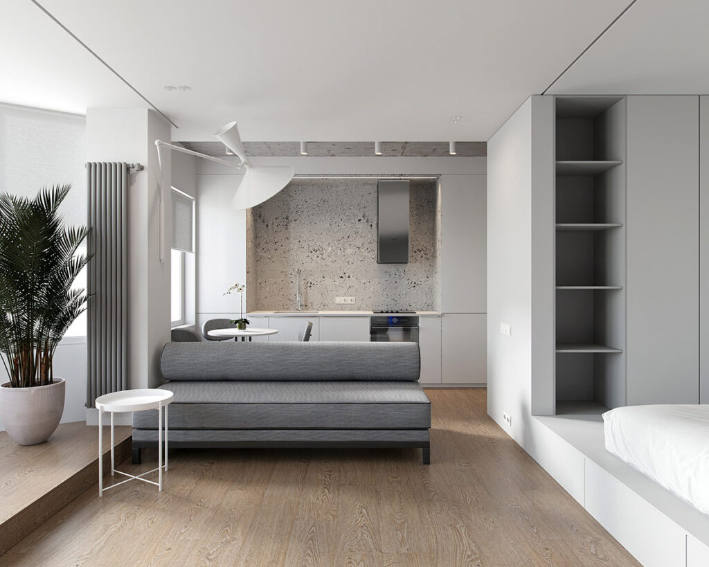 Two Minimalist Studio Apartments Making Statements with Shape