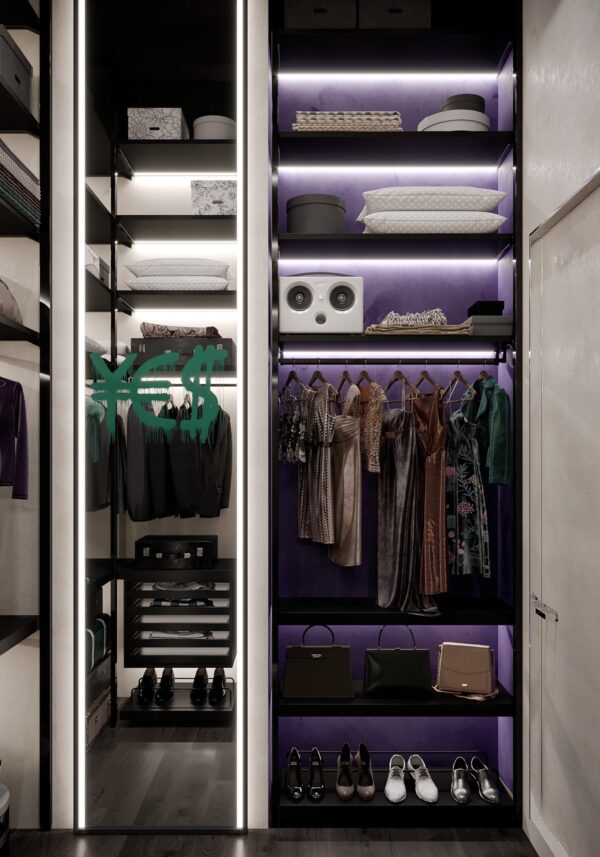 purple walk in wardrobe | Interior Design Ideas