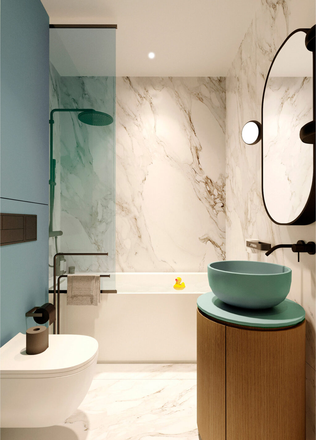 mint accent bathroom | Interior Design Ideas