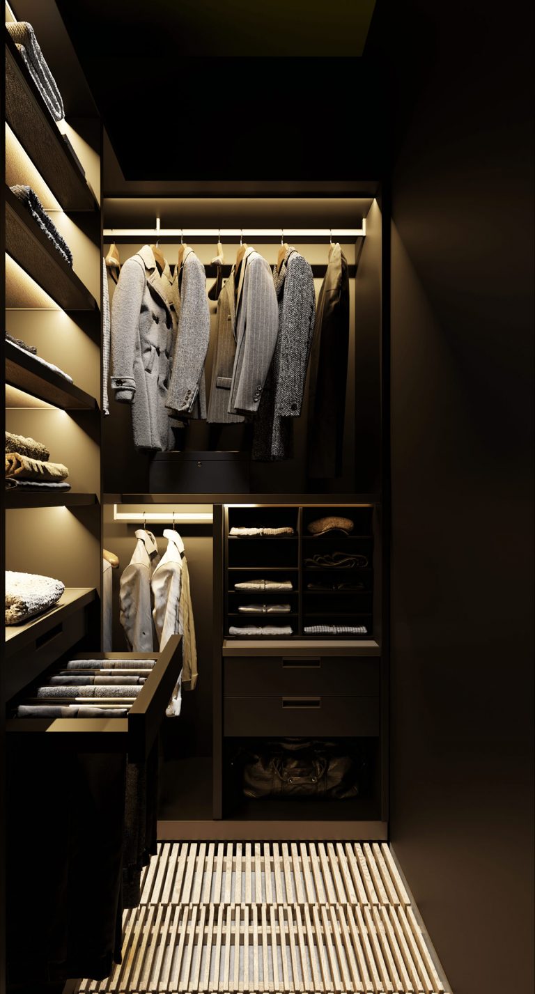 black walk in wardrobe | Interior Design Ideas