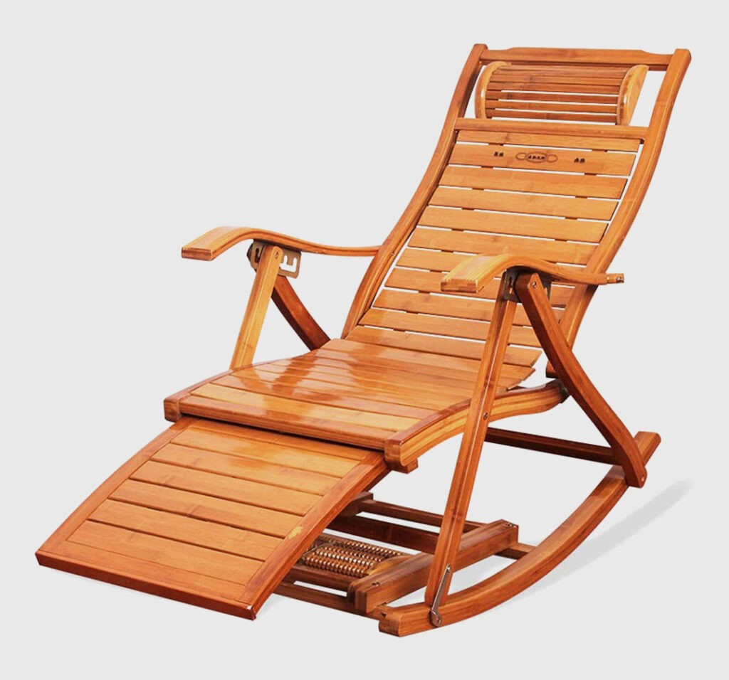 Outdoor Folding Rocker With Footrest Made From Bamboo Outdoor Wood ...