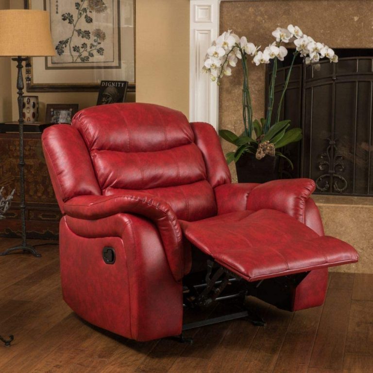 Oversized Red Recliner Chair in Leather by Christopher Knight ...