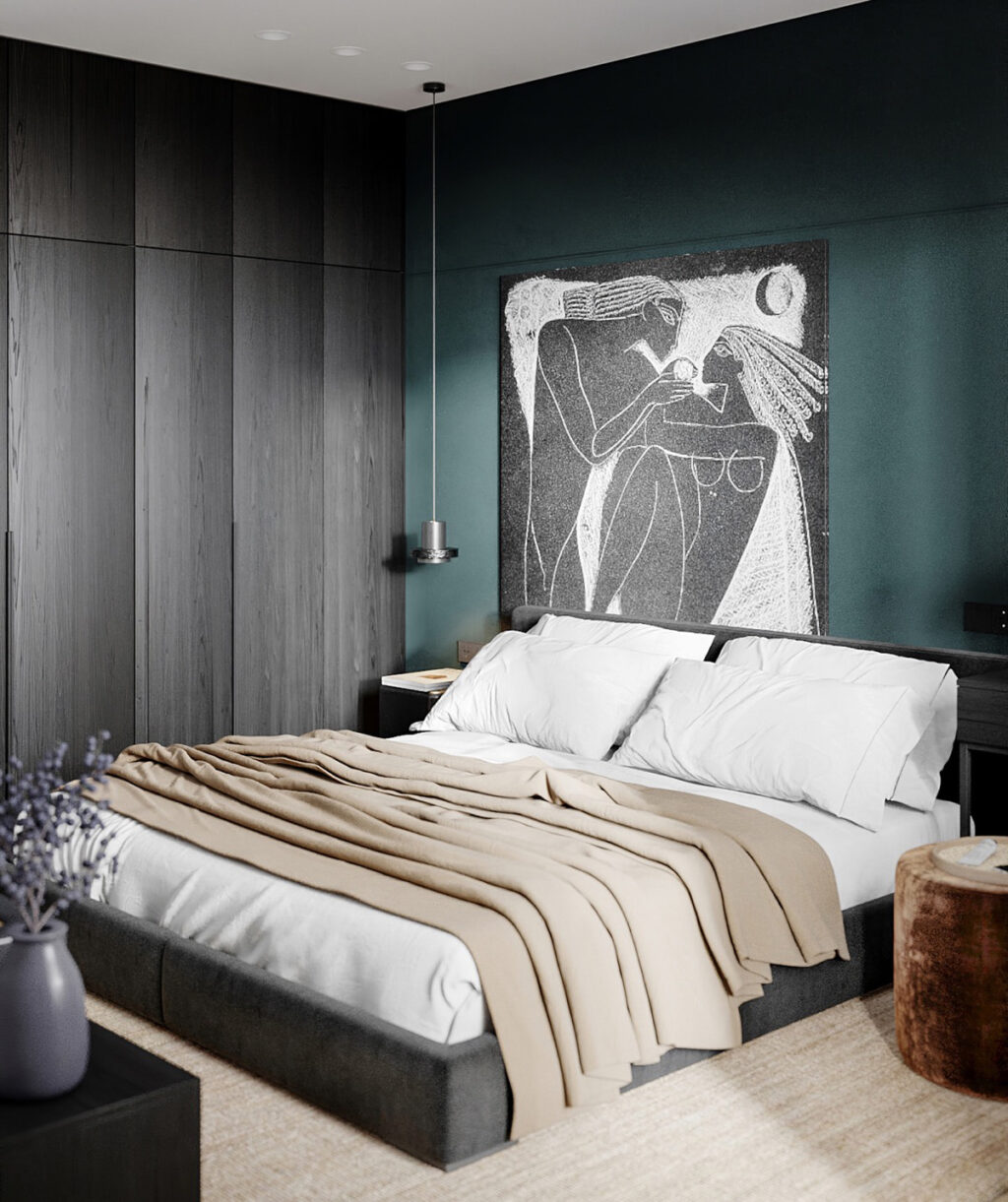 Classy Charcoal & Brown Apartment Interior Under 80 Sqm, With Layout