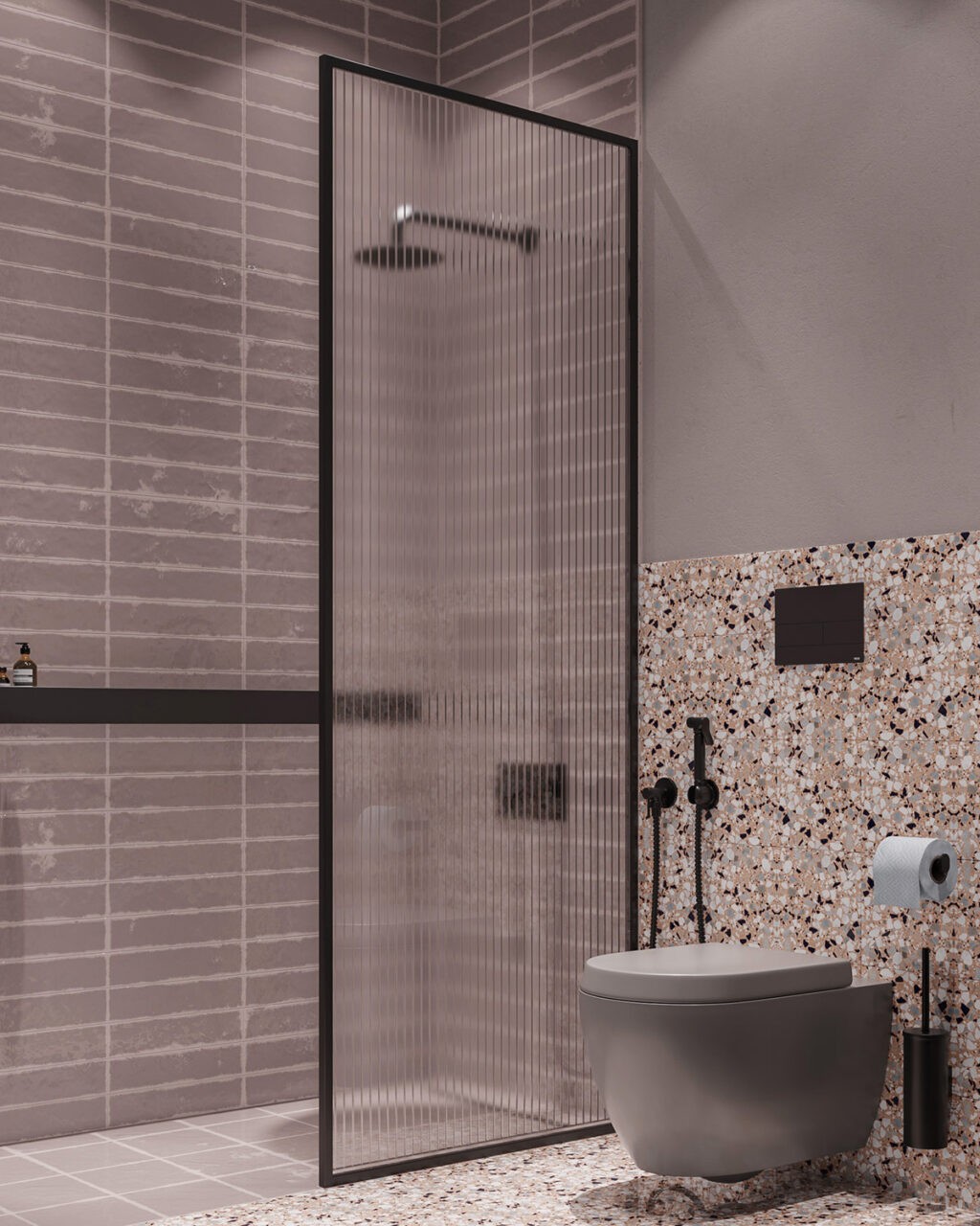 ribbed shower screen | Interior Design Ideas