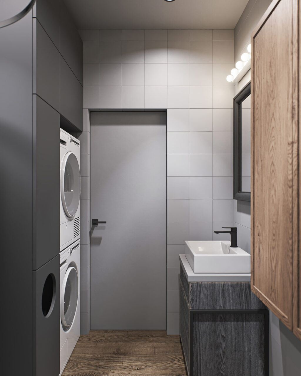 bathroom with laundry area | Interior Design Ideas