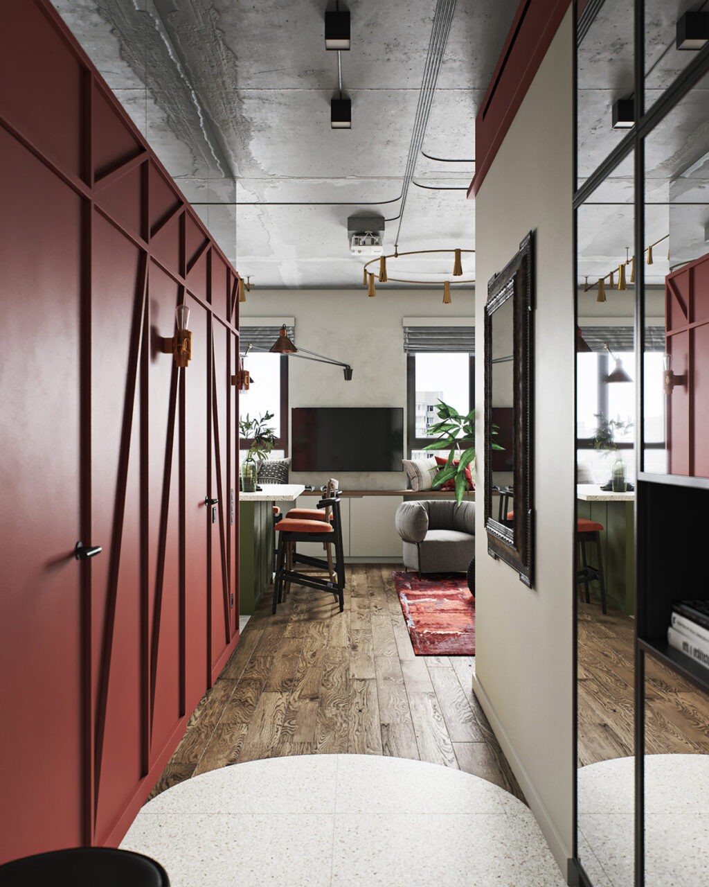 Lively Eclectic Red & Green Interior