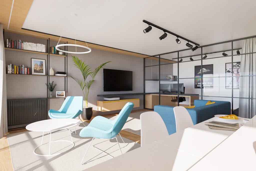 blue and yellow interior | Interior Design Ideas