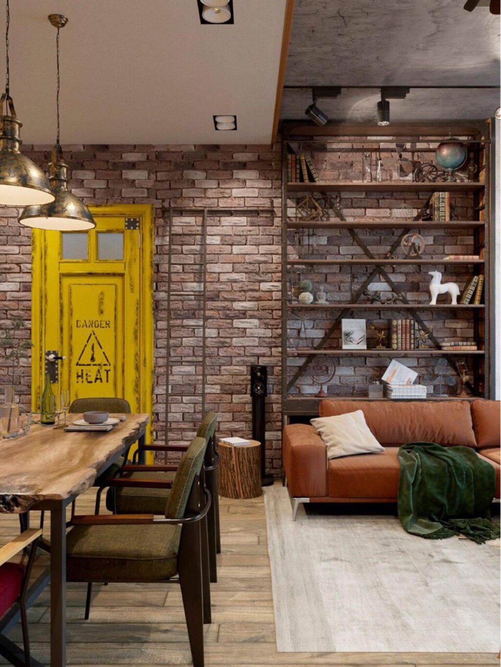 exposed brick feature wall | Interior Design Ideas