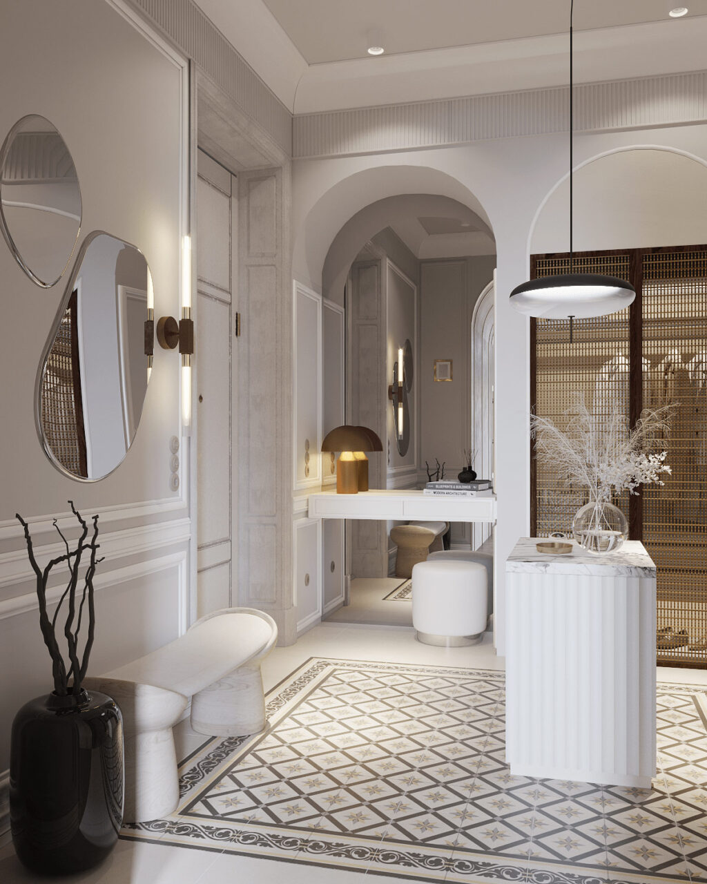 Two Art Focussed Neoclassical Home Interiors