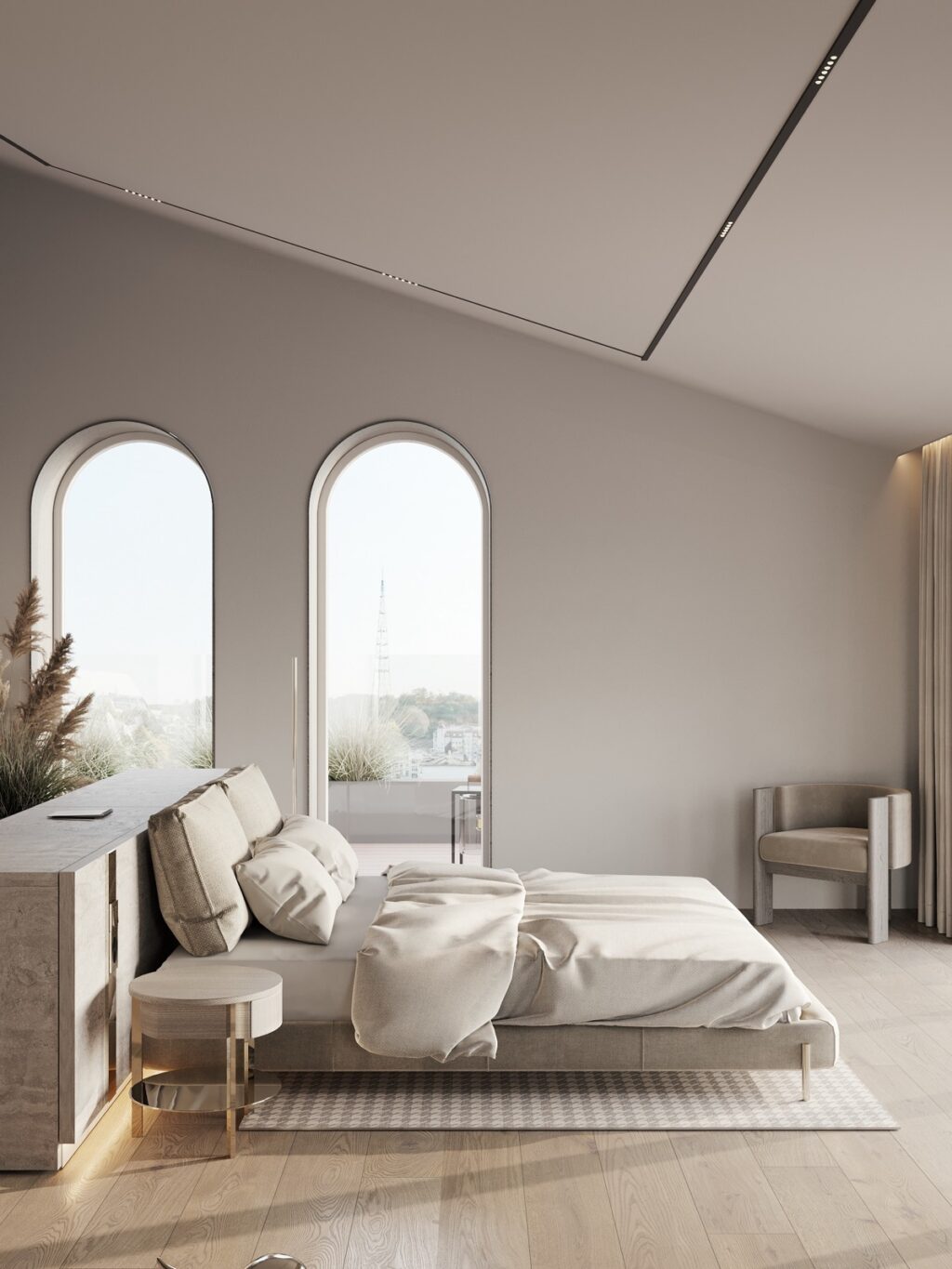 Textural Interior Smoothed By Curves & Classic Arches