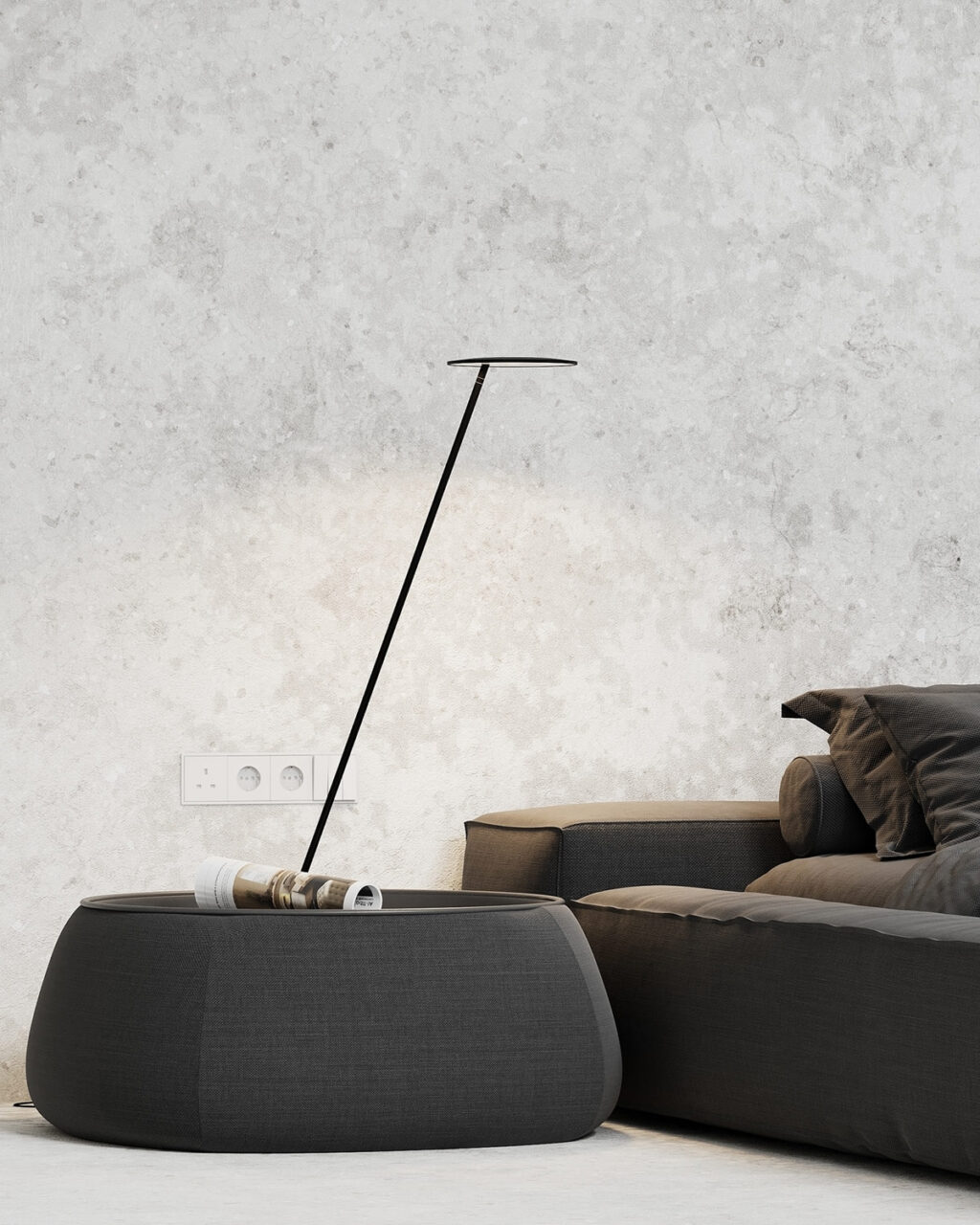 Smooth Microcement Interior Decor Concept With Heavy Black Accents