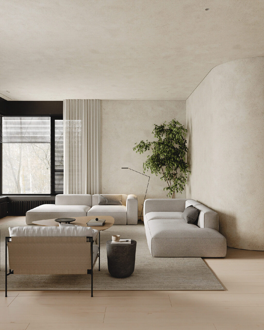 Light Family Home Interior With Chic Open Plan Living Space