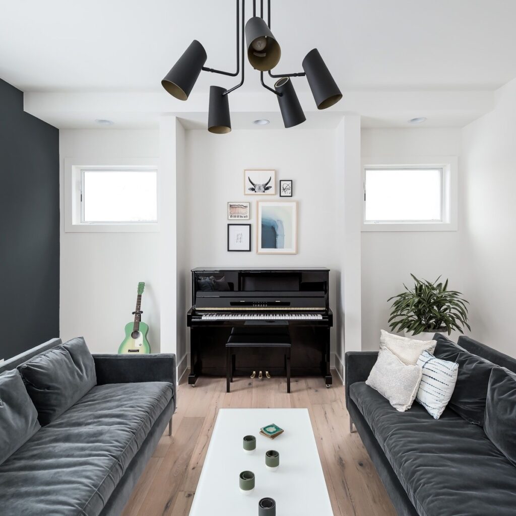 symmetrical piano room | Interior Design Ideas